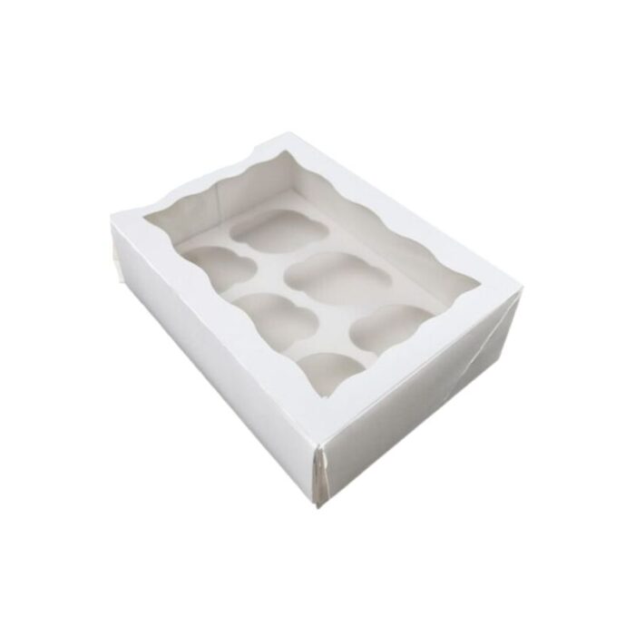Cake Box Rectangle / Cupcake Holds 6 Scalloped Edge - Epicure Homewares