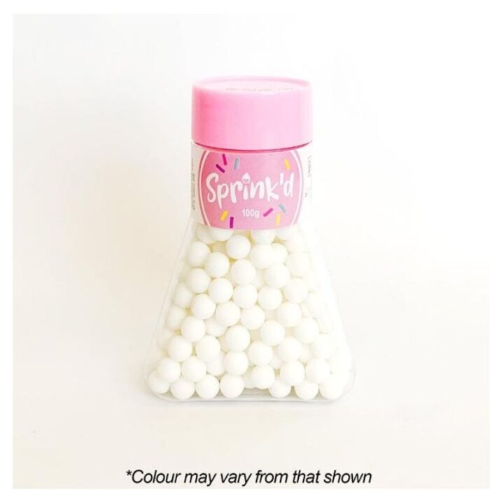 Sprink'd Sprinkles Sugar Balls White 8mm 100g - Epicure Homewares