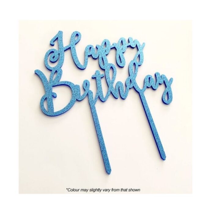 Cake Topper Happy Birthday Acrylic Blue - Epicure Homewares