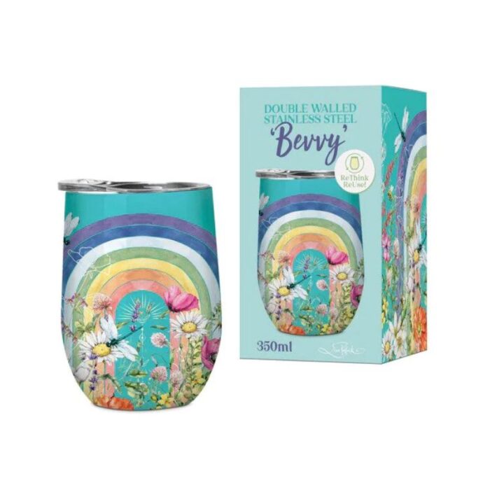 Bevvy Double Wall Tumbler Mug 350ml Wildflower Rainbow - Epicure Homewares