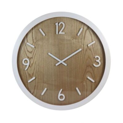 Clock Wall 60cm Jubilee Oak Wood White Edge & Numbers - Epicure Homewares