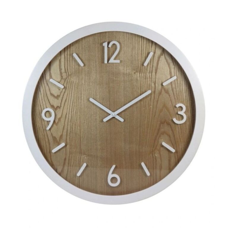 Clock Wall 60cm Jubilee Oak Wood White Edge & Numbers - Epicure Homewares