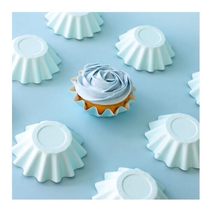 Papyrus Baking Cups Fluted Bloom Pack 24 Pastel Blue - Epicure Homewares