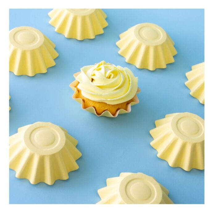 Papyrus Baking Cups Fluted Bloom Pack 24 Pastel Yellow - Epicure Homewares