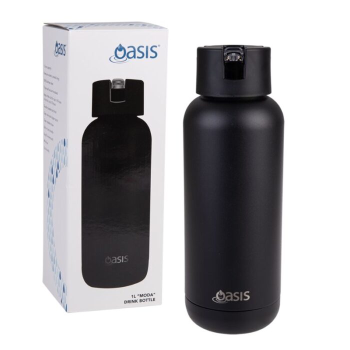 Oasis Insulated Drink Water Bottle Moda 1L Black - WAS $66.99 NOW $39. ...
