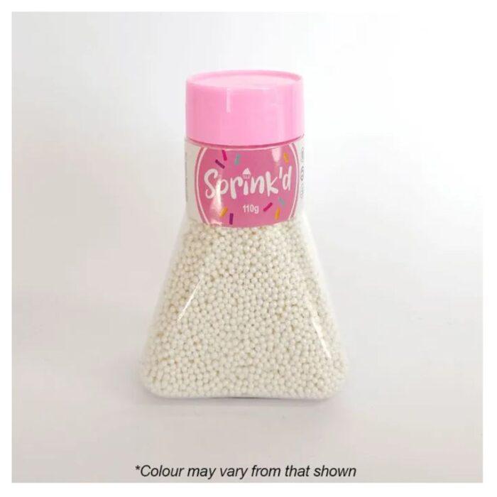 Sprink'd Sprinkles Sugar Balls White Pearl 2mm 100g - Epicure Homewares