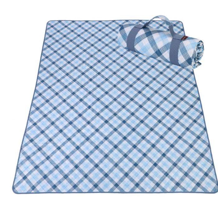 Sachi Picnic Rug 175x142cm Gingham Blue Grey - WAS $79.99 NOW $59.99 ...