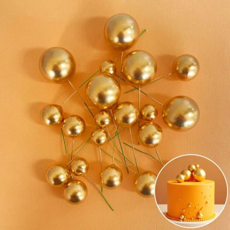 Cake Topper Deco Foam Ball 20pce Gold - Epicure Homewares